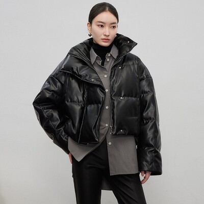 VIVIDINI PU皮90鸭绒羽绒服