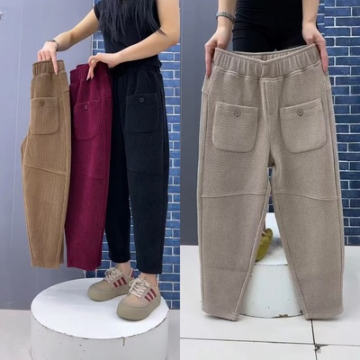 秋冬加厚欧尼绒女保暖哈伦裤