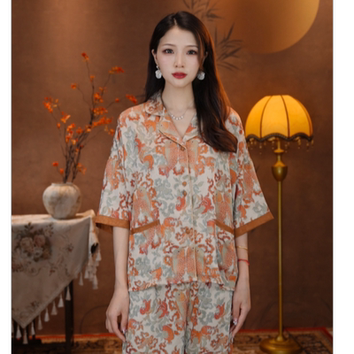 七七【福泽锦鲤】ZZ2026夏季爆款刻花工艺可外穿家居服SMS