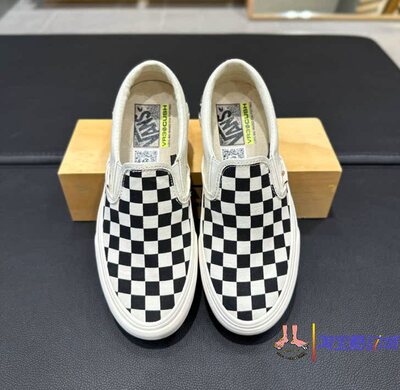 范斯vans slip on环保vr3黑白棋盘格一脚蹬男女帆布鞋VN0007NC1KP