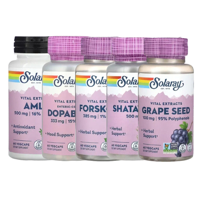 Solaray毛喉鞘蕊花AMLA余甘子葡萄籽dopabean天门冬野薯蓣美国