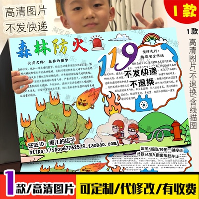 森林防火手抄报护林防火筑屏障共富路上保平安消防防火安全小报