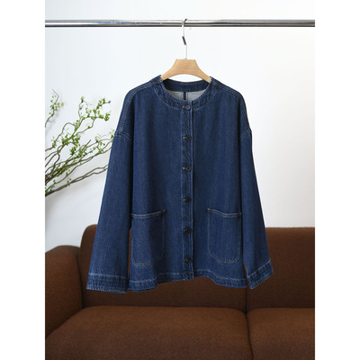 自留推荐，简约大气有腔调，宽松版圆领休闲牛仔外套上衣女W1162