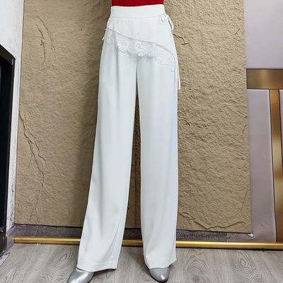 欢舞阁摩登舞广场舞裤吉特巴百搭女士荷叶边直筒裤B0319