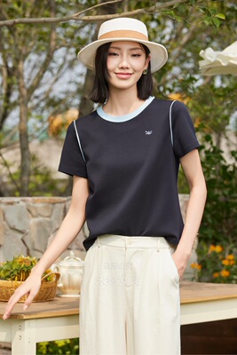 禾娅2026夏新款韩版宽松显瘦百搭圆领短袖T恤女休闲上衣