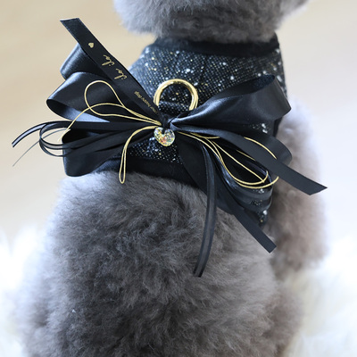 韩代宠物带钻蝴蝶结魔术贴胸背