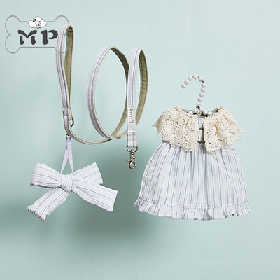 韩代宠物蝴蝶结胸背裙牵引绳套装