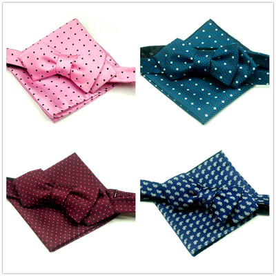 尖头手打领结口袋巾套装   葫芦领结  煲呔 self tie bowtie