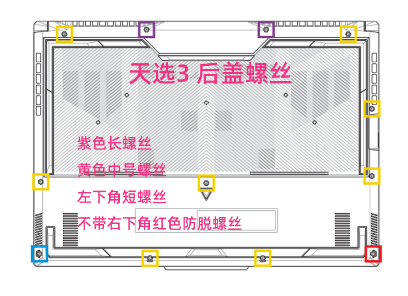 适用于华硕天选3天选4后盖螺丝FA507 FX507后盖黑色螺丝非原装_虎窝淘