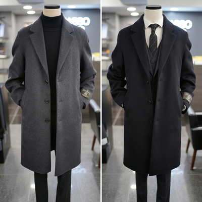 冬BASSO可拆卸鹅绒中长毛呢大衣