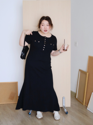 zooobaby06/16韩系圆领高级感小黑裙显瘦连衣裙