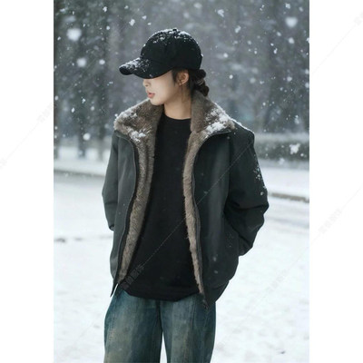 翻领两面穿保暖棉衣座山雕外套男