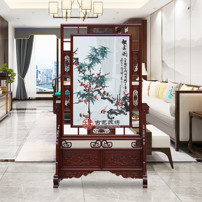 古艺苏绣精品屏风报春图高端礼品