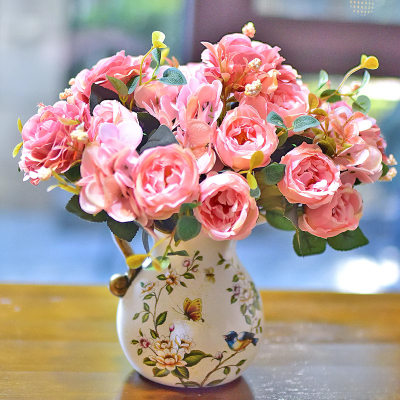 陶瓷客厅餐桌干花仿真花小花瓶