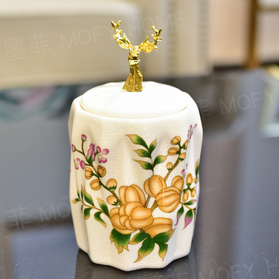 陶瓷牙签筒欧式家用牙签罐创意牙线 线盒棉棒收纳盒桌面家居装饰