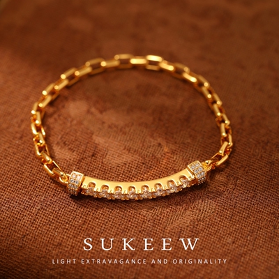SUKEEW/酥可【情人桥】潮流链条弧形超闪手链264108