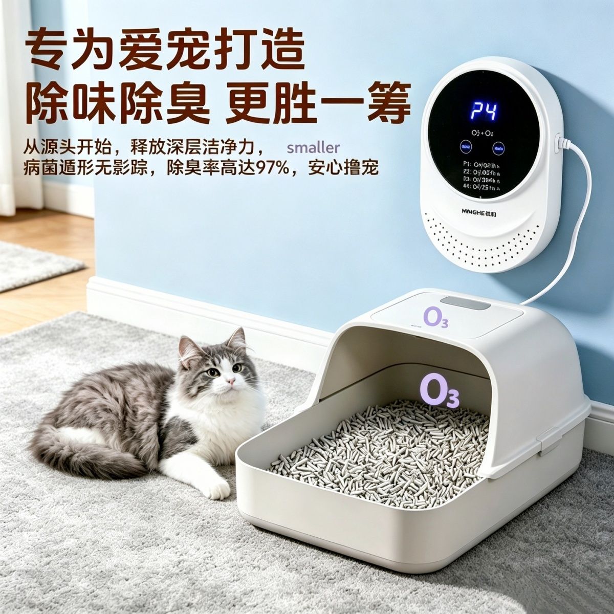 空气净化器除臭智能臭氧除味除菌除甲醛家用宠物除味安全无残留
