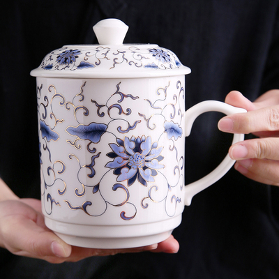 一用一整天大容量瓷杯马克杯带盖