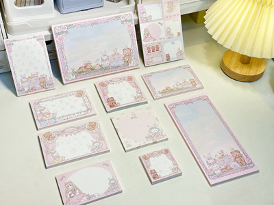 Pink berry原创设计可爱兔熊下午茶系列可撕便签本学习纸留言本