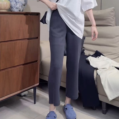 时尚高腰九分直筒休闲裤女