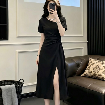 欧洲站夏季高级感小黑裙
