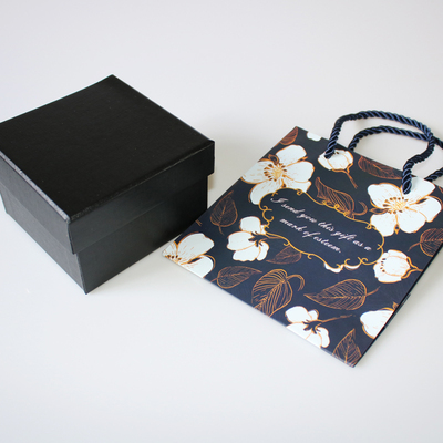 领带专用二件套礼盒包装 黑色翻盖礼盒+韩式花朵礼袋