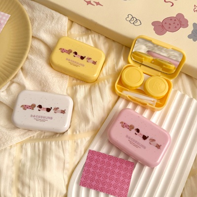 带镜子创意少女心像鱼隐形眼镜盒简约美瞳盒伴侣护理盒子B122狗狗