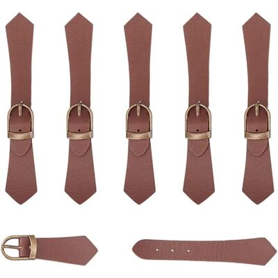 6 Sets Leather Sew-On Toggles Closures Brown PU Leather