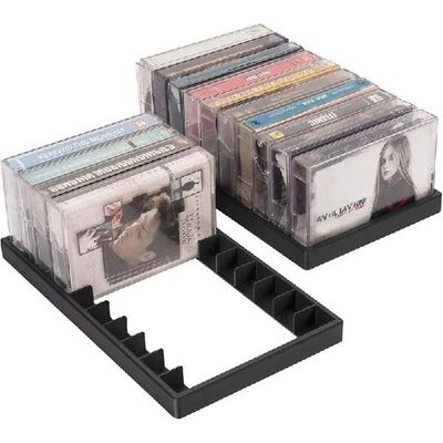 1Pcs Black Plastic Cassette Tape Holder Box With Magnetic