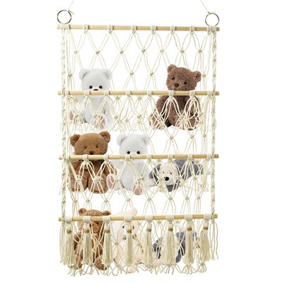Stuffed Animal Toy Net Hammock Handmade Woven Cotton Rope