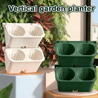 2/3 Holes Wall Flowerpot Plastic Stacked Vertical Planter