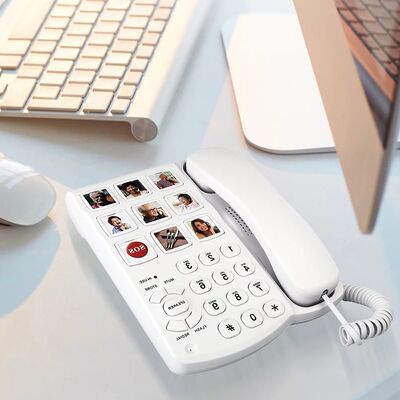 Desktop Fixed Wired Phone Amplified Picture Landline Phone