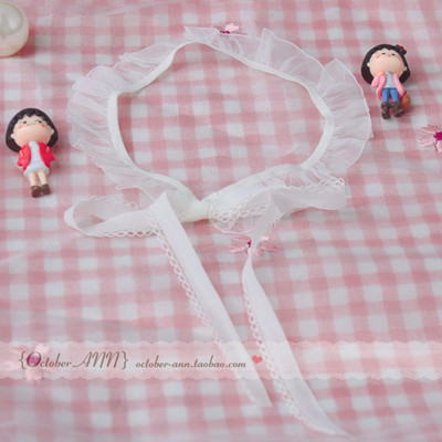 甜美少女心奶白色裙边系带蝴蝶结