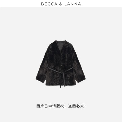 【朵姐甄选】D0290 硬货哥女士收腰款拉贡羊皮毛一体海宁皮草外套