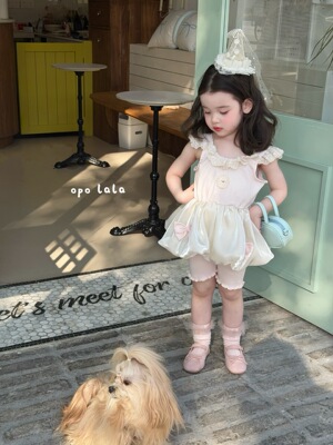 opolala·26夏装新款女童甜美公主风花苞背心裙五分裤两件套78085