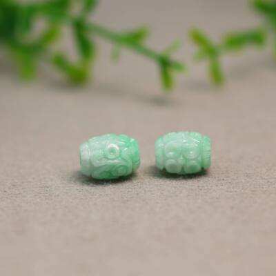 天然A货翡翠雕花转运珠路路通