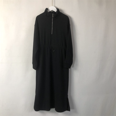I4156任3件包邮外贸韩版女士连衣裙春季新款立领套头宽松休闲长裙