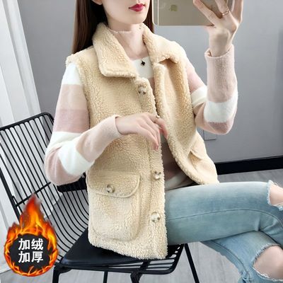 加厚羊羔绒马甲外套女2025新款潮