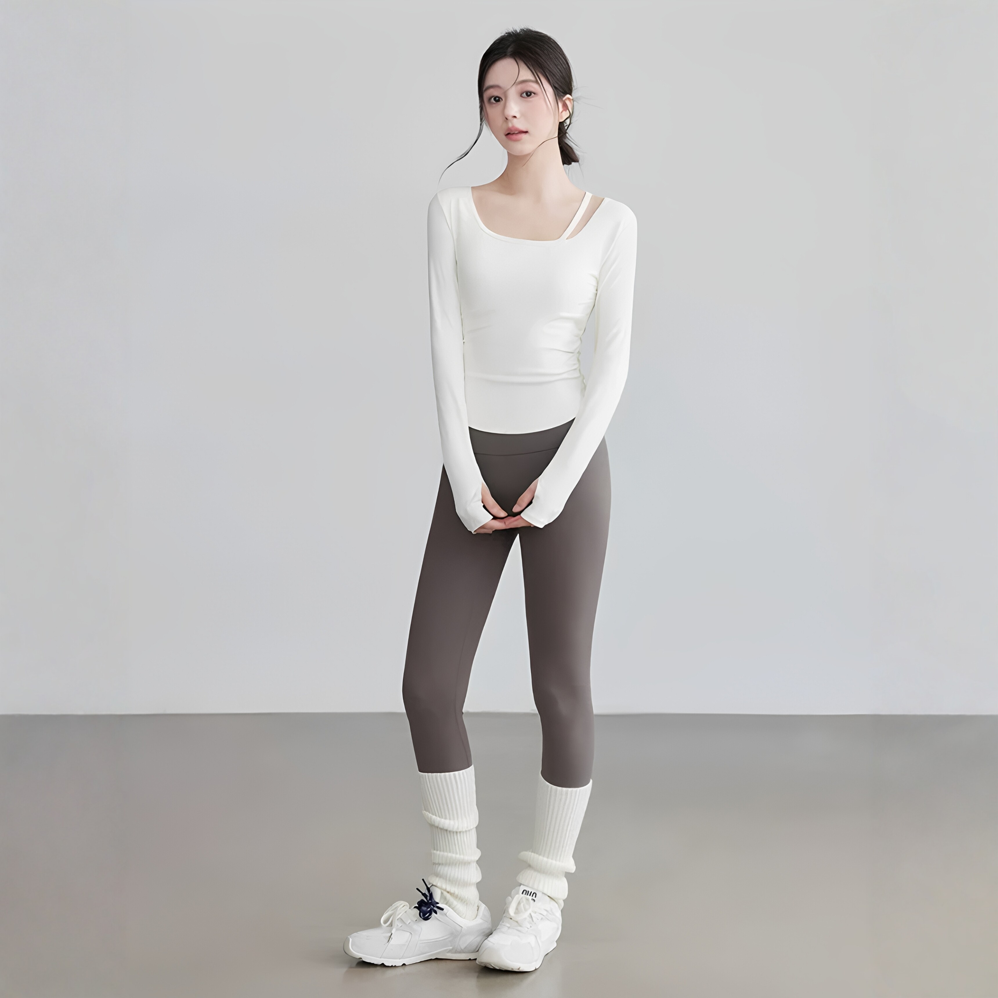 瑜伽服女套装秋季新款训练服长袖健身运动上衣训练罩衫收腰健身服