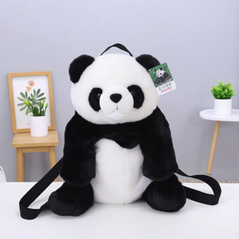 pandaway正版熊猫基地同款背包大号女斜跨挎手拎包儿童卡通双肩包