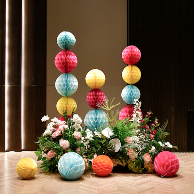 蜂窝球周岁生日百天订婚装饰配件