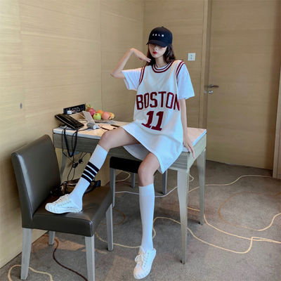 bf风学生宽松球服女ins中长款t恤