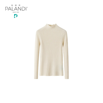 帕阑蒂纯山羊绒半高领抽条女套衫