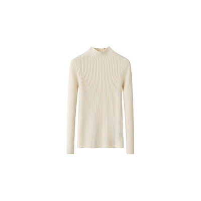 帕阑蒂纯山羊绒半高领抽条女套衫