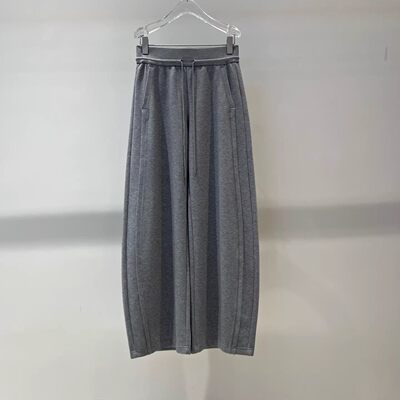 MM商场同款2026春季新款时髦百搭系绳高腰阔腿弯刀裤女长裤311112