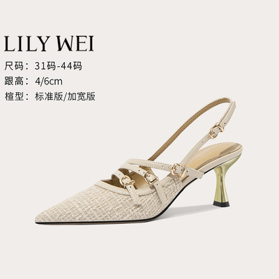 LilyWei时装高跟鞋气质通勤凉鞋