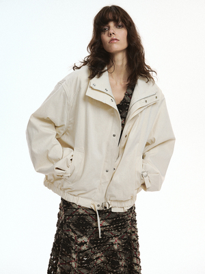 NEANT厚软麻假两件白色翻领夹克