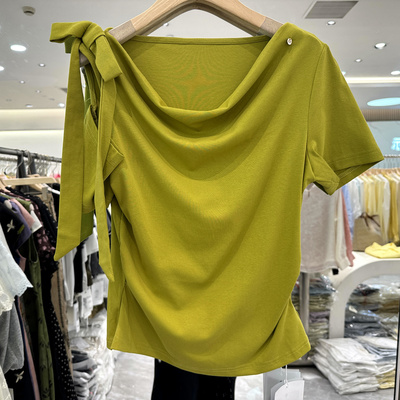 雅琪娜R9131荡领露肩舒适T恤