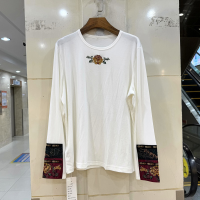 虹千丽58051刺绣花国风T恤小衫