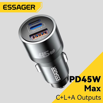 Essager iP Port Car Charger USB Type C PD QC 3.0 PPS 45W Fast for iPhone 15 MacBook Samsung Xiaomi
